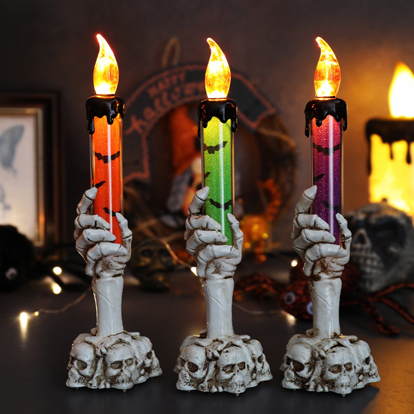 Walbest Halloween Candle Holder Light Skeleton Hand Candle Holder ...