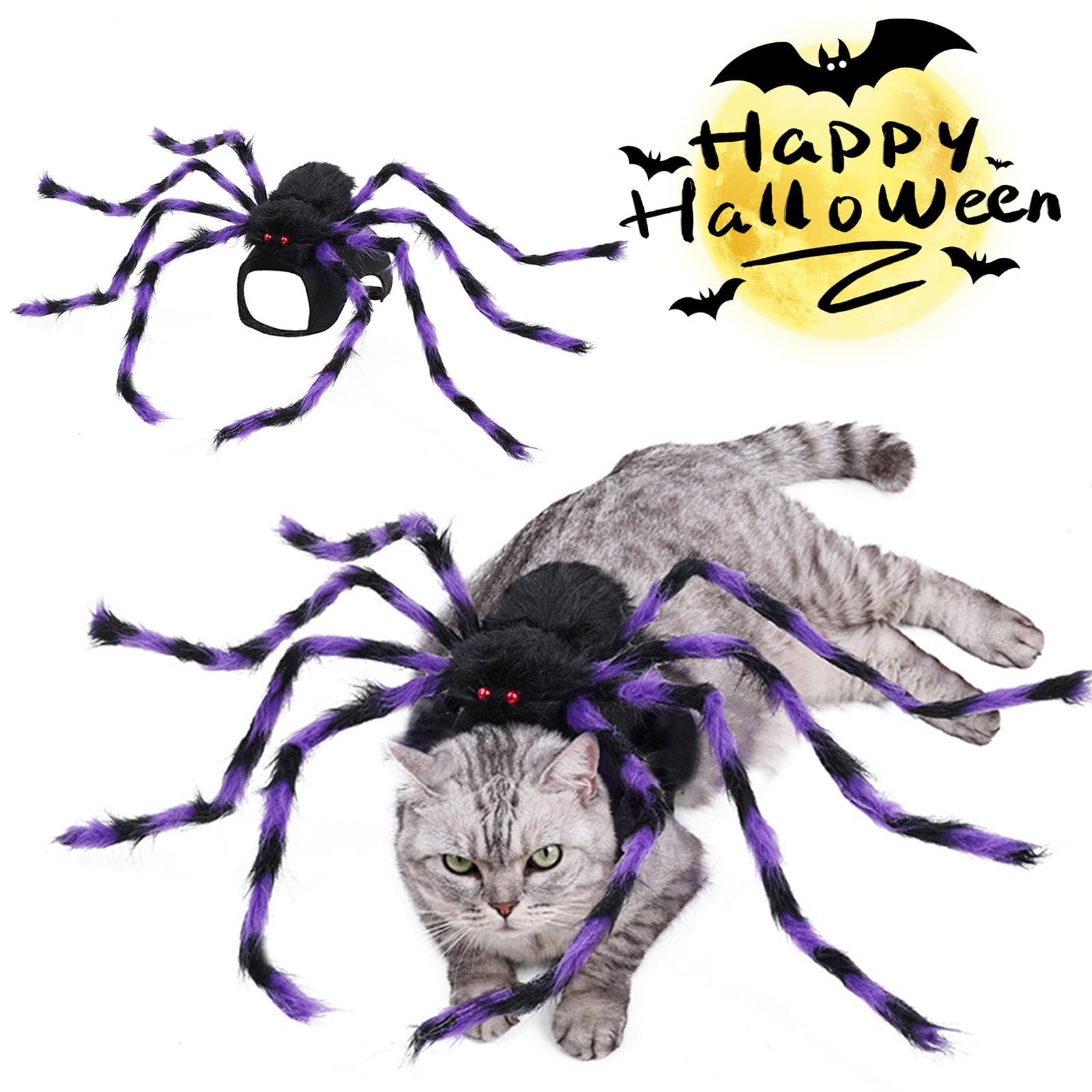 Walbest Halloween Dog Spider Costume Plush Pet Dress Up Apparel ...