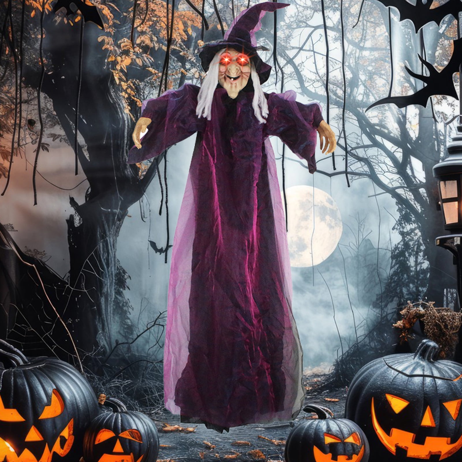 Walbest Halloween Flying Witch Decoration Outdoor Hanging Witch Statue ...