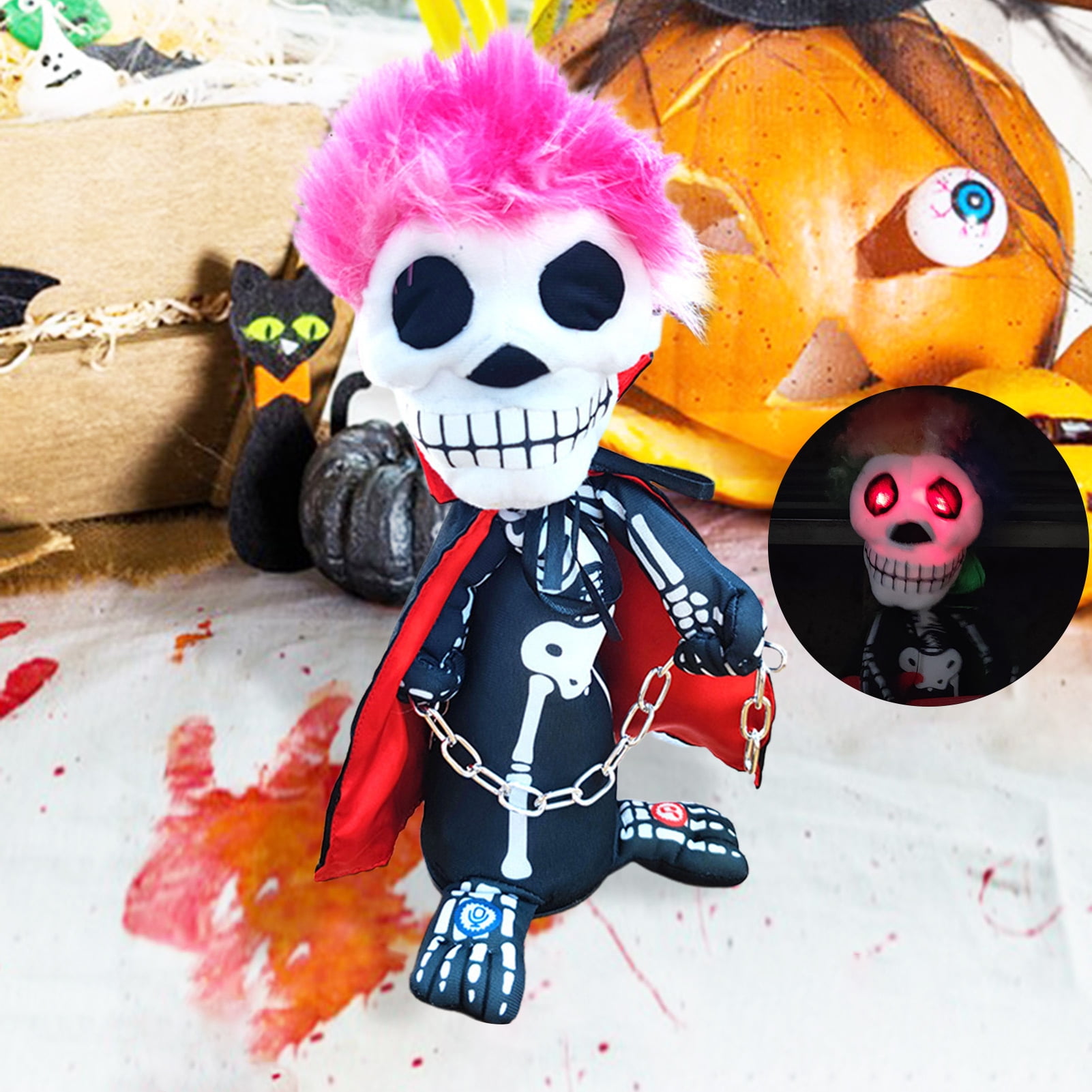 Walbest Halloween Rotating Skeleton Figurine Electric Music Spinning ...