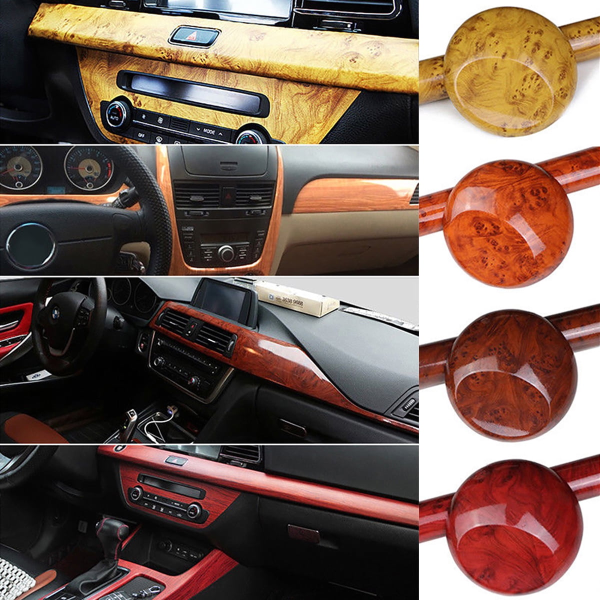 Walbest High Glossy Wood Grain Vinyl Wrap Sticker Decal Car Internal ...