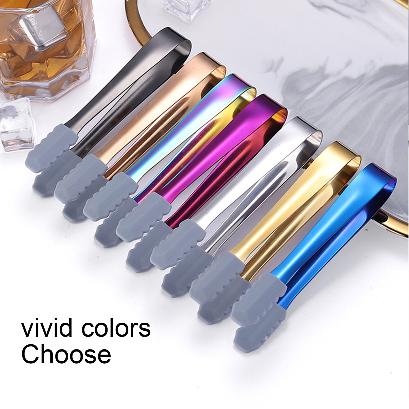 Walbest Ice Sugar Tongs, Stainless Steel Tongs, Silicone Anti-slip Food ...