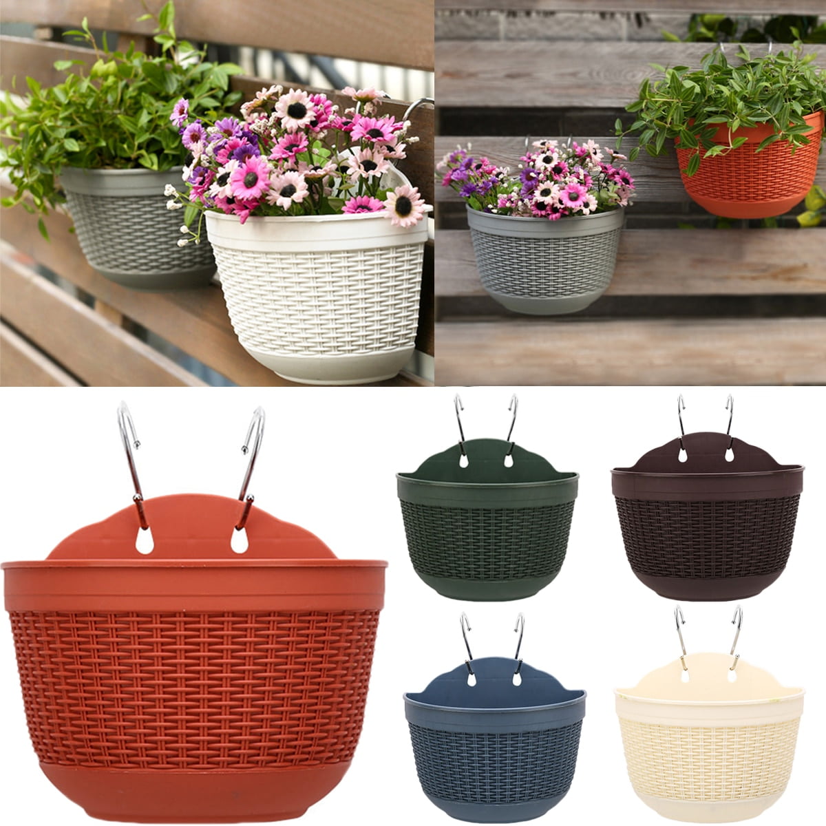 Walbest Imitation Rattan Wall Hanging Flower Plant Pot Basket ...
