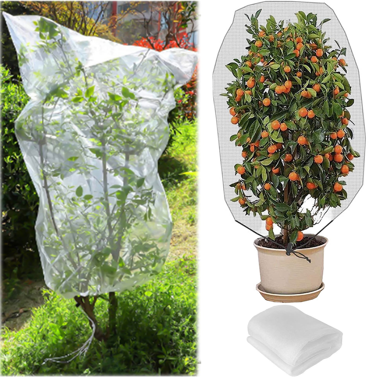 Walbest Insect Bird Barrier Netting Mesh Bag with Drawstring - Garden ...