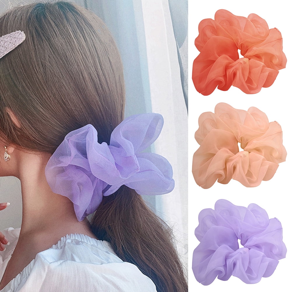 Walbest Ladies Minimalism Solid Color Elastic Tulle Rope Ponytail ...