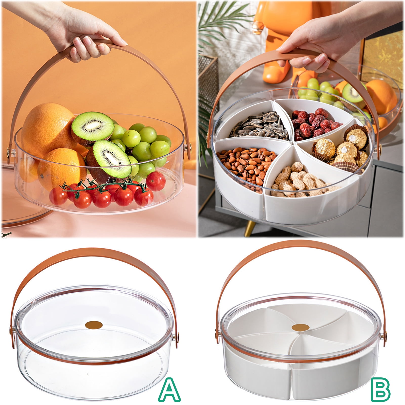 Walbest Large Capacity Cylinder Food Fruit Storage Box with Handle ...