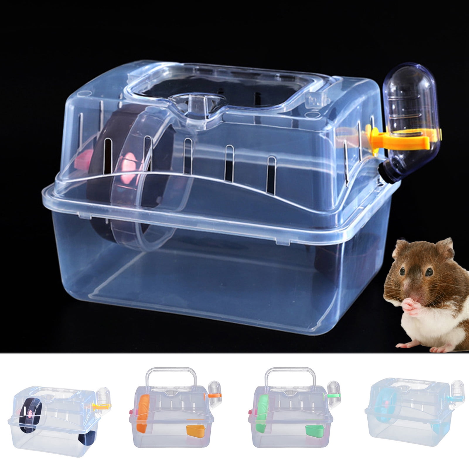 Walbest Large Capacity Hamster Travel Case with Food Bowl Running Wheel ...