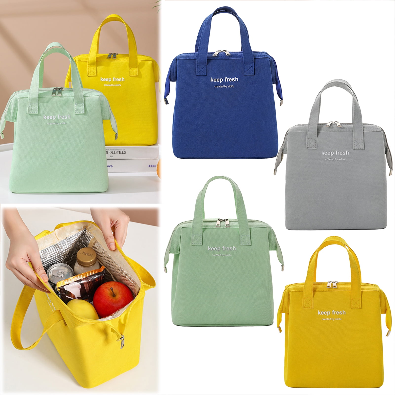 Walbest Large Lunch Bag Tote Bag Macaron Pack, Heat Insulation Oxford ...