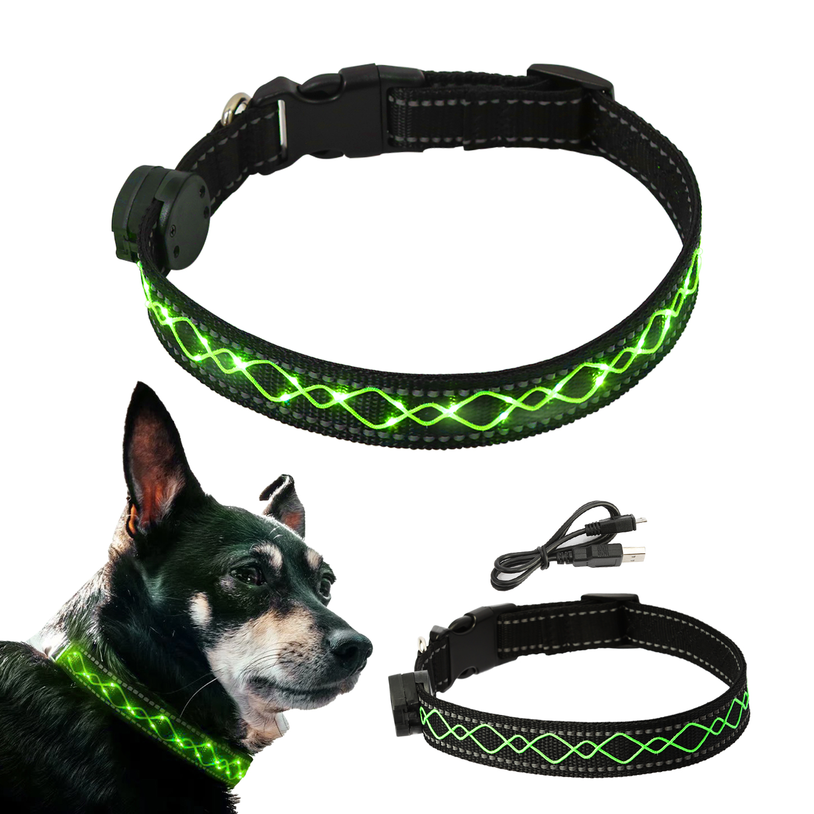 Walbest Light up Dog Collar, Rechargeable LED Dog Collar, Flashing Dog ...
