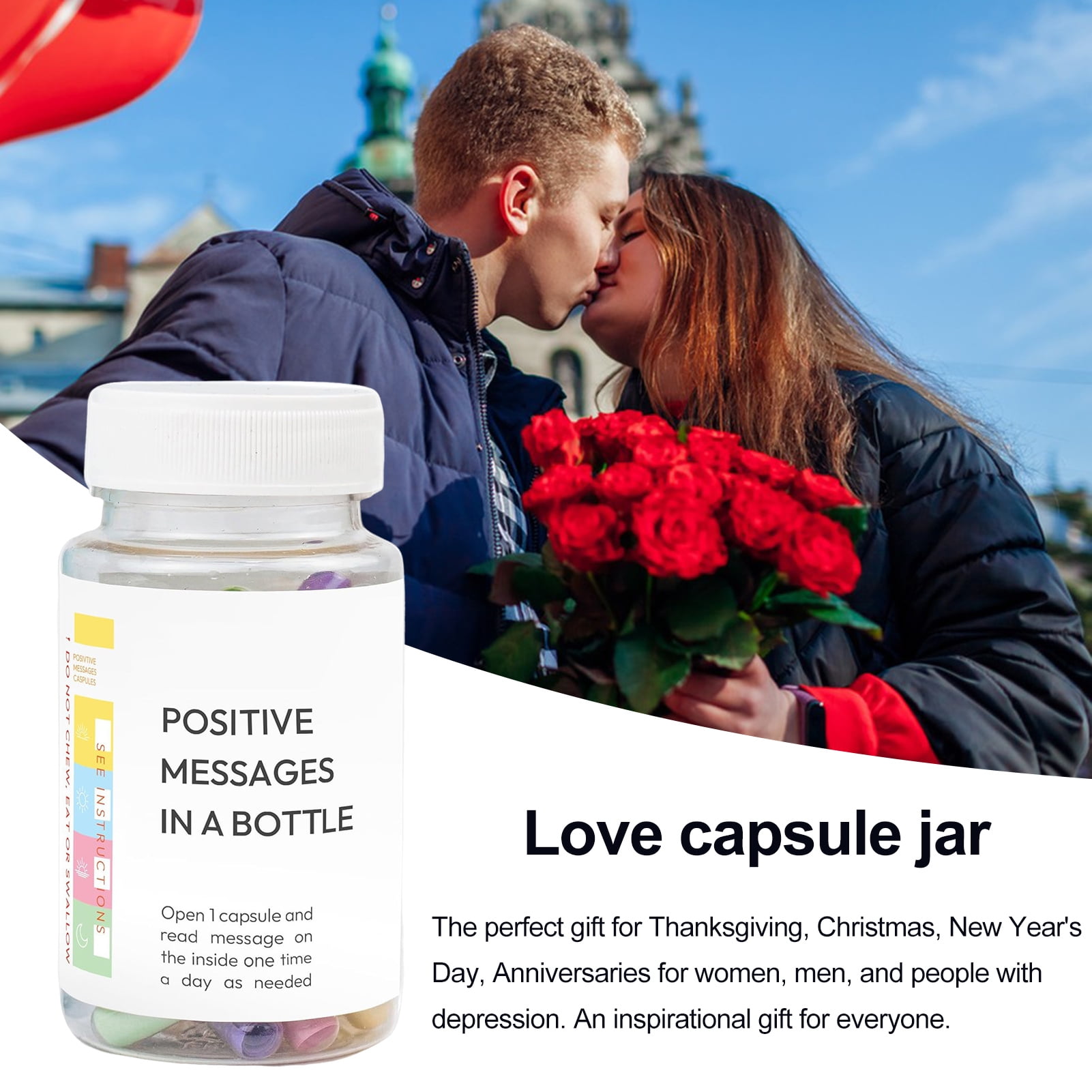 Walbest Love Capsule Jar Set Positive Messages in A Bottle Love Notes ...