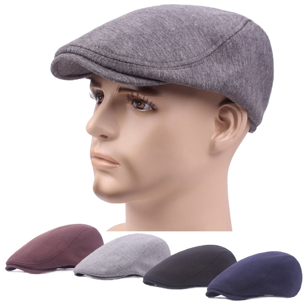 Walbest Mens Casual Solid Color Cotton Newsboy Cap Flat Beret Retro ...