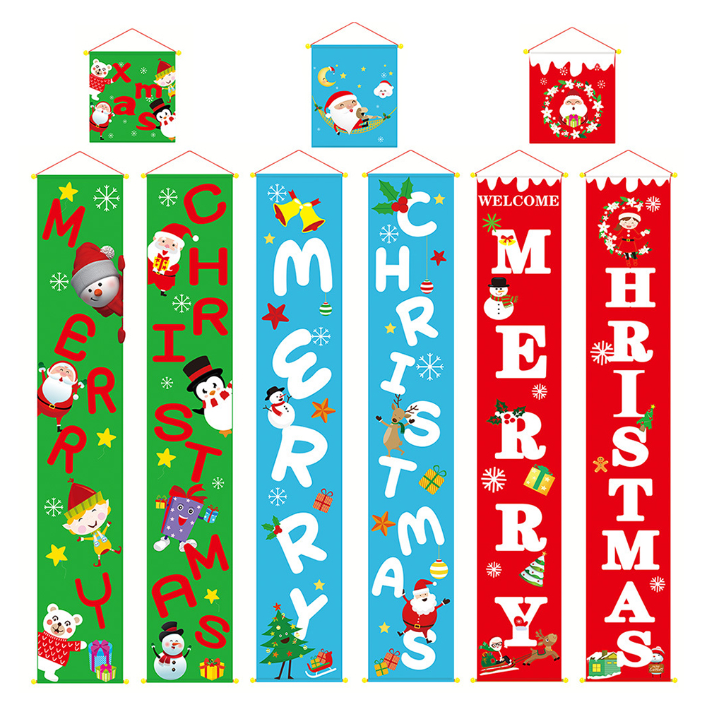 Walbest Merry Christmas Door Banners Porch Sign Hanging Banner Flag ...