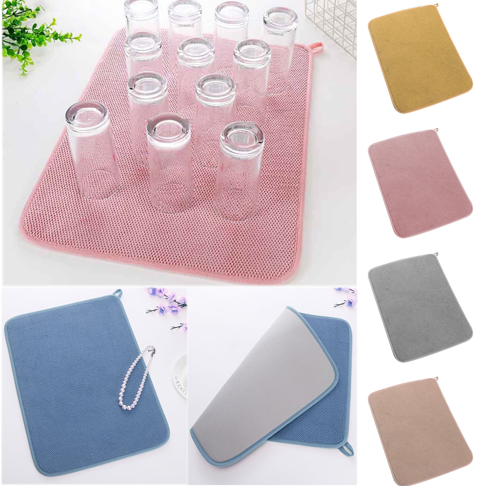 Walbest Microfiber Dish Drying Mat Heat Resistant Pad, Super Absorbent ...