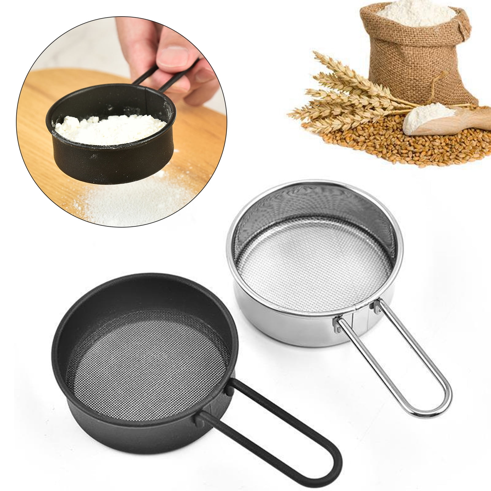 Walbest Mini Stainless Steel Fine Mesh Flour Sieve with Handle ...