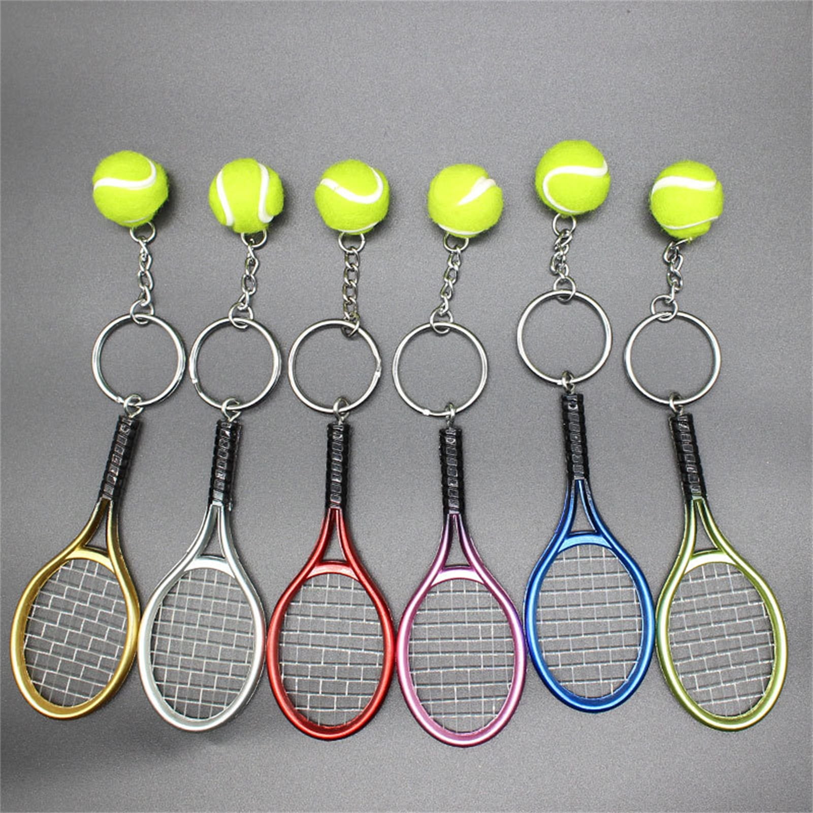 Walbest Mini Tennis Racket Keychain Key Ring, Fashionable Metal Tennis ...