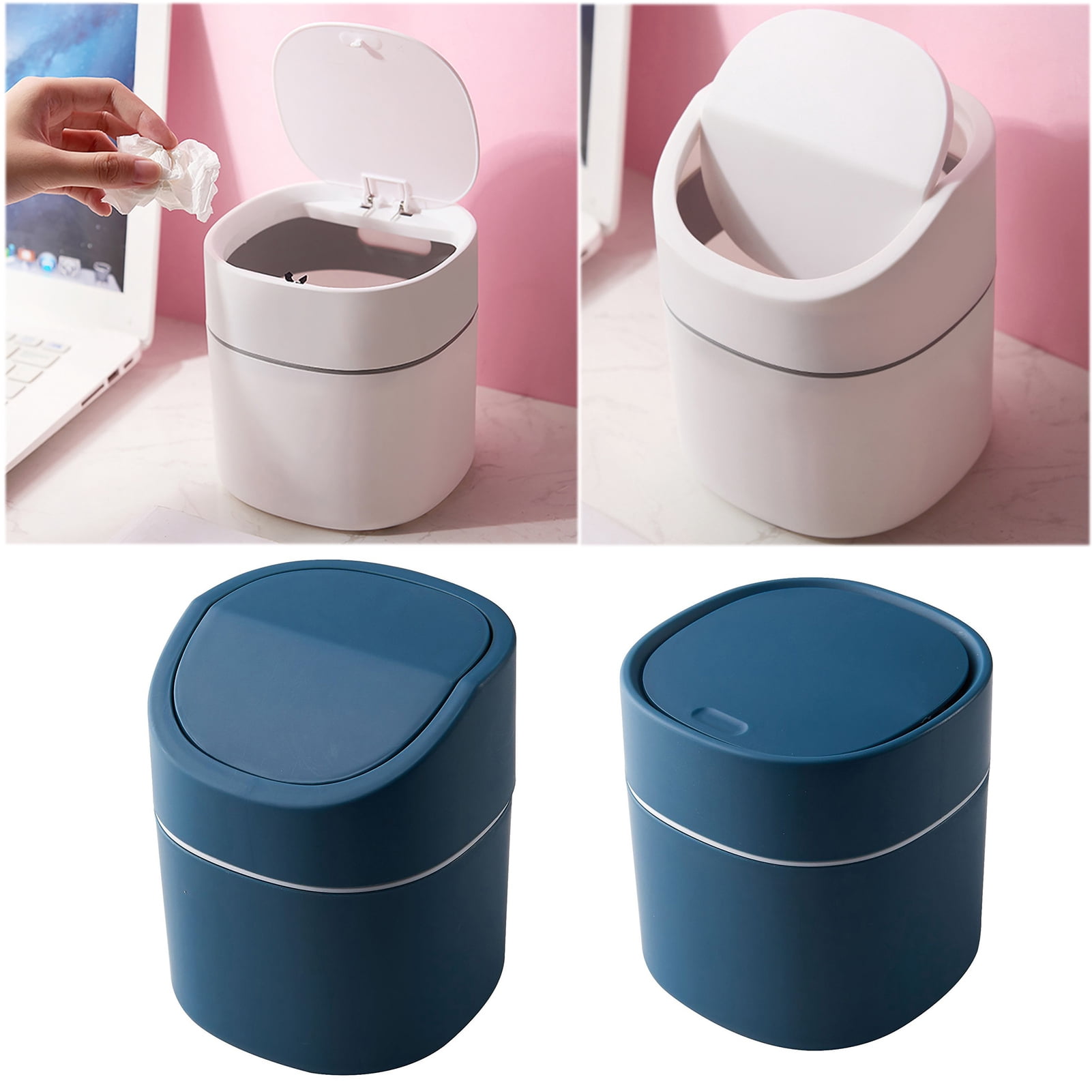 Walbest Modern ABS Mini Trash Can with Lid Wastebasket, Waste Bin for ...