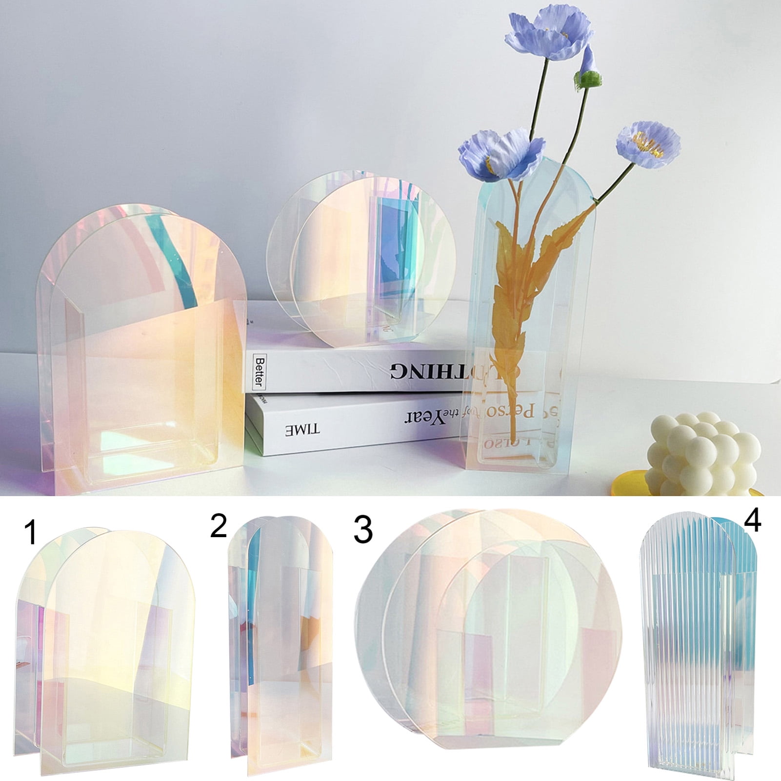 Walbest Modern Decorative Geometric Shape Clear Vase, Multi-color ...