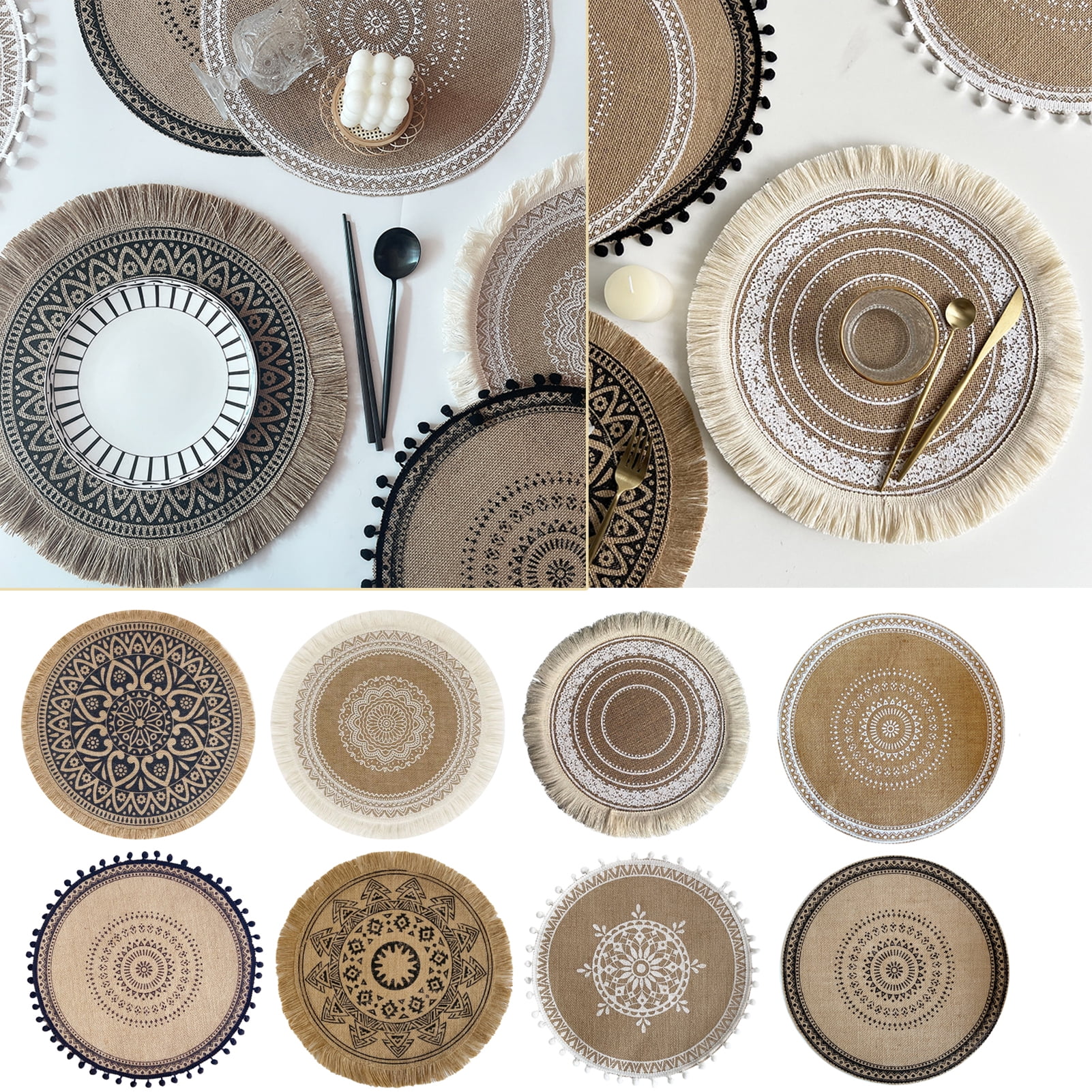 Walbest Nordic Woven Jute Trivet Mat Heat Insulation Coaster, Handmade ...