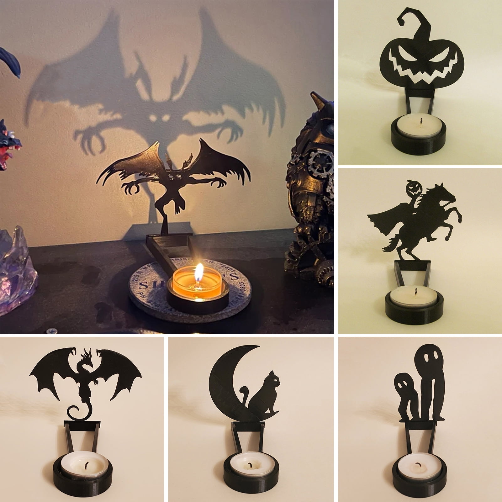 Walbest Nosferatu Candle Holder Halloween Metal Tealight Shadow Caster ...
