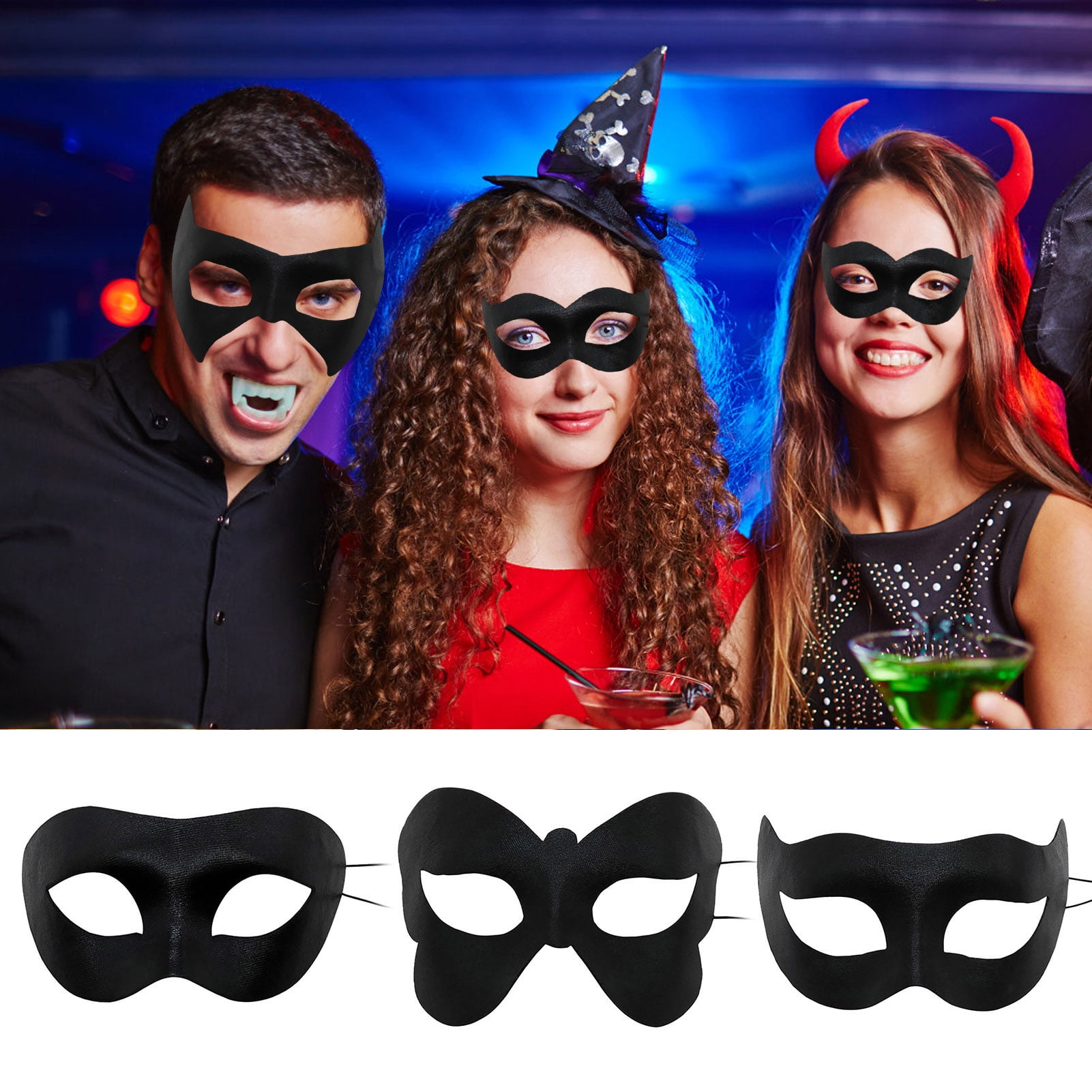 Walbest Party Masque Adults Retro Sexy Black Masque Half-Face Halloween ...