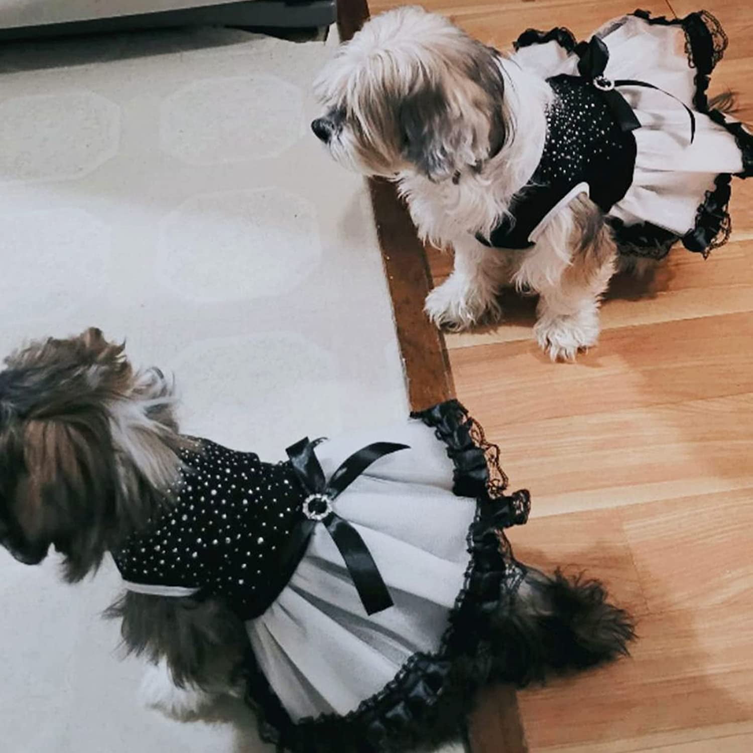 Walbest Pet Bling Sequined Black Dog Party Dress for Cat Dog Tutu Skirt ...