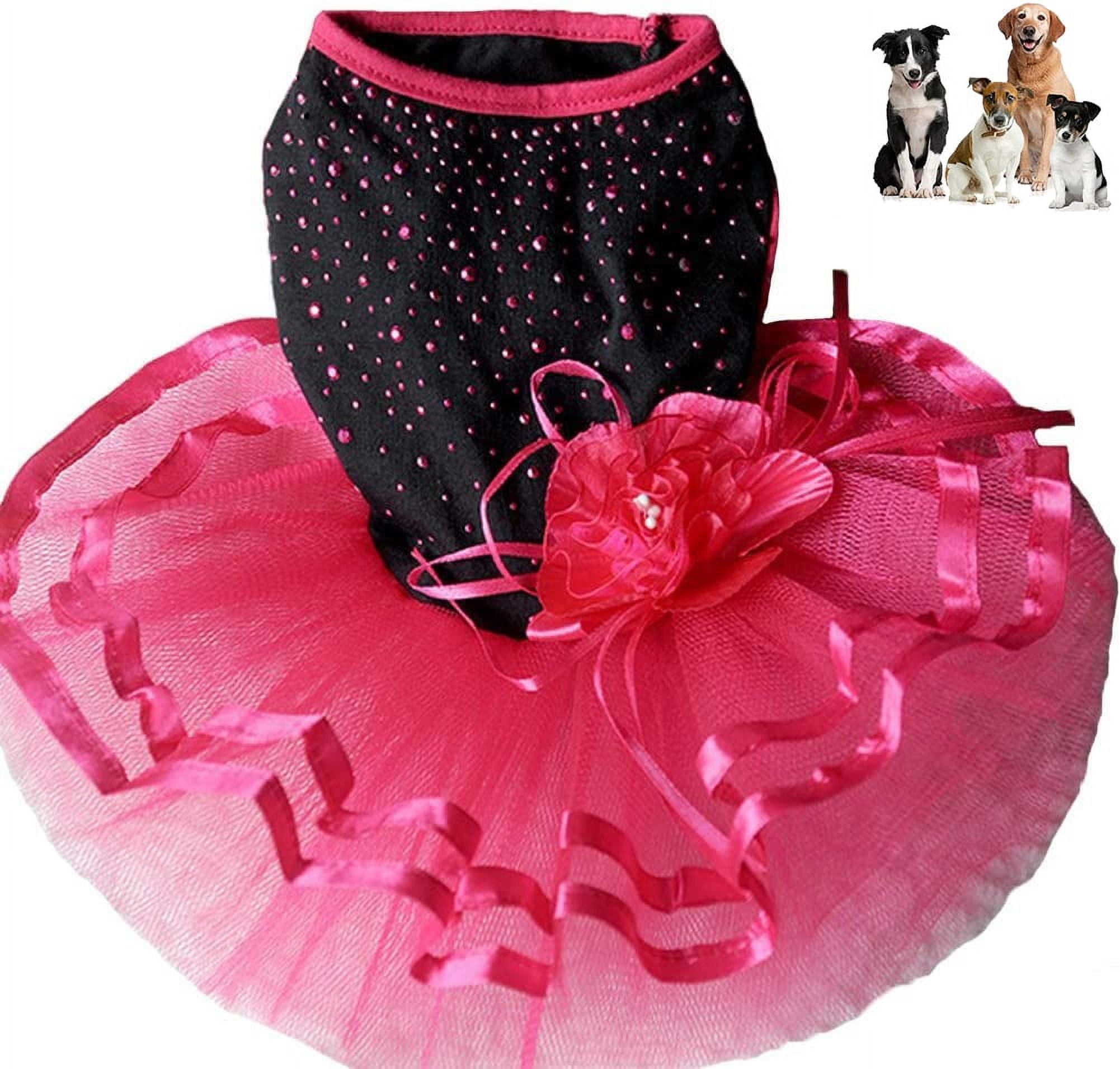 Walbest Pet Blingbling Tutu Dress Red & Black Lace Dog Skirt Small Cats ...