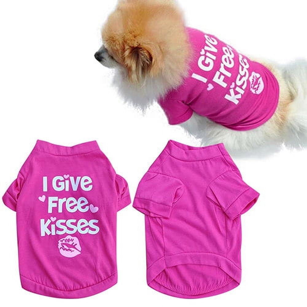 Walbest Pet Breathable Shirts I Give Free Kisses Printed Puppy Shirts ...