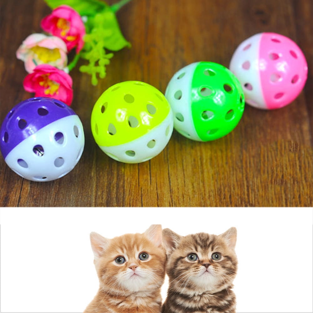 Walbest Pet Cat Kitten Play Balls with Jingle Bell Pounce Chase Rattle ...