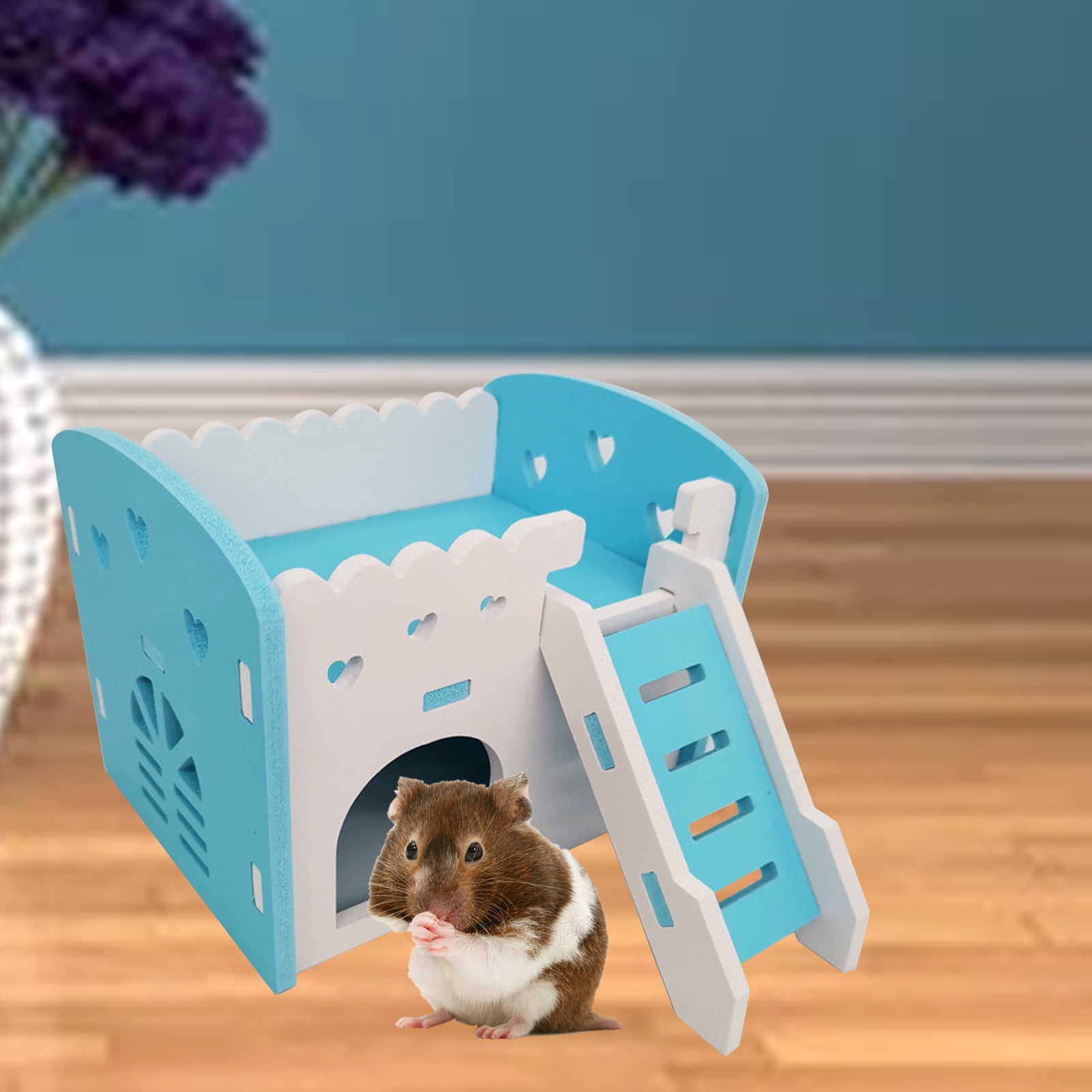 Walbest Pet Deluxe Dual-Layer Villa,Wooden Double Decker Hamster House ...