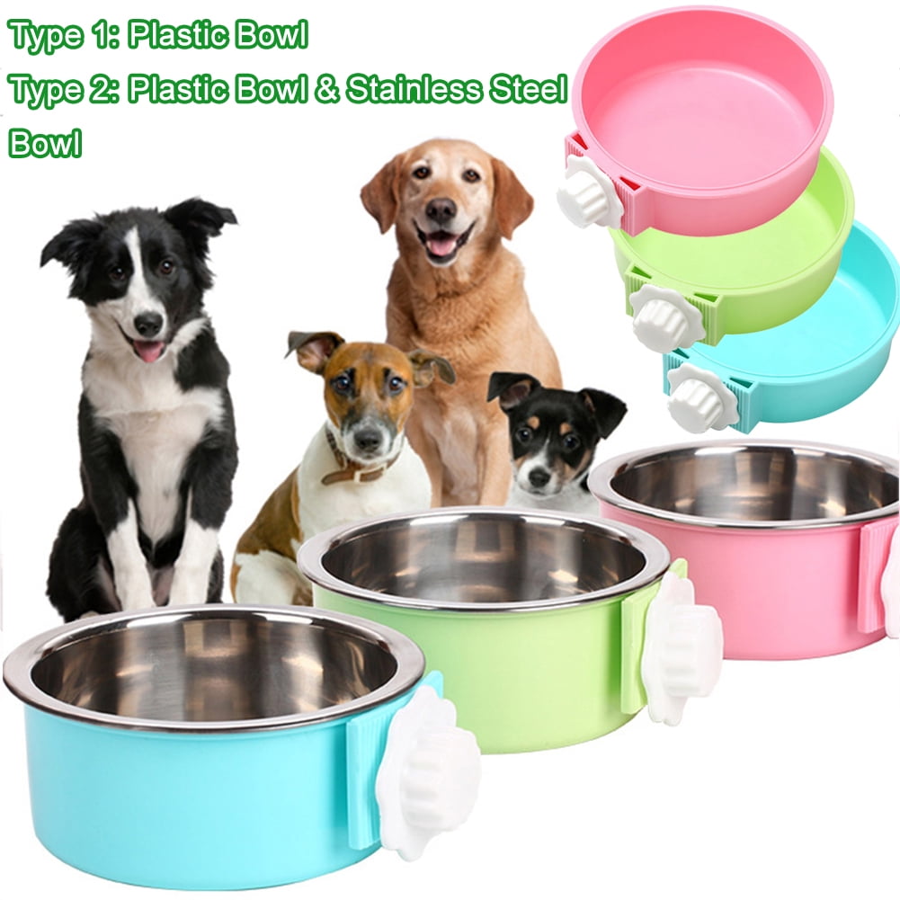 Walbest Pet Dog Bowl, Hanging Kennel Water Bowl Removable & Stainless ...