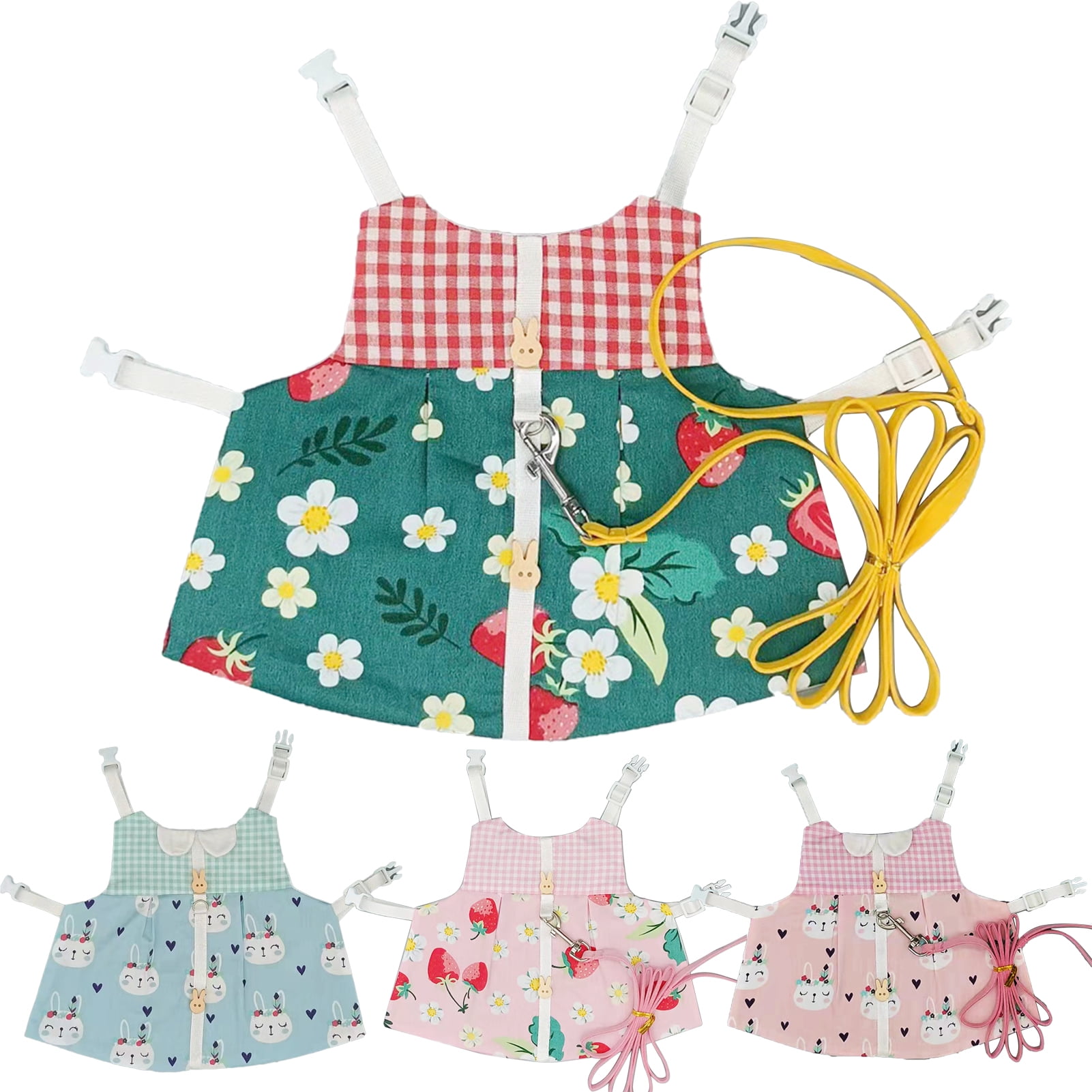 Walbest Pet Rabbit Bunny Dress Bunny Easter Costume with Leash Harness ...
