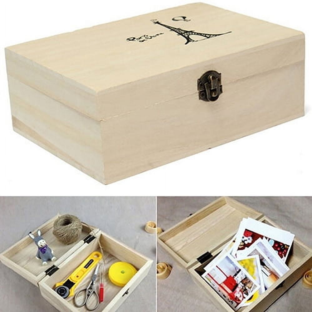 Walbest Plain Unpainted Natural Wooden Storage Box Jewelry Organizer ...