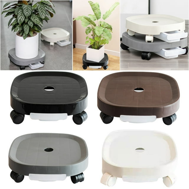 Walbest Plant Pot Roller Wheel Tray with Water Container, Heavy Duty ...