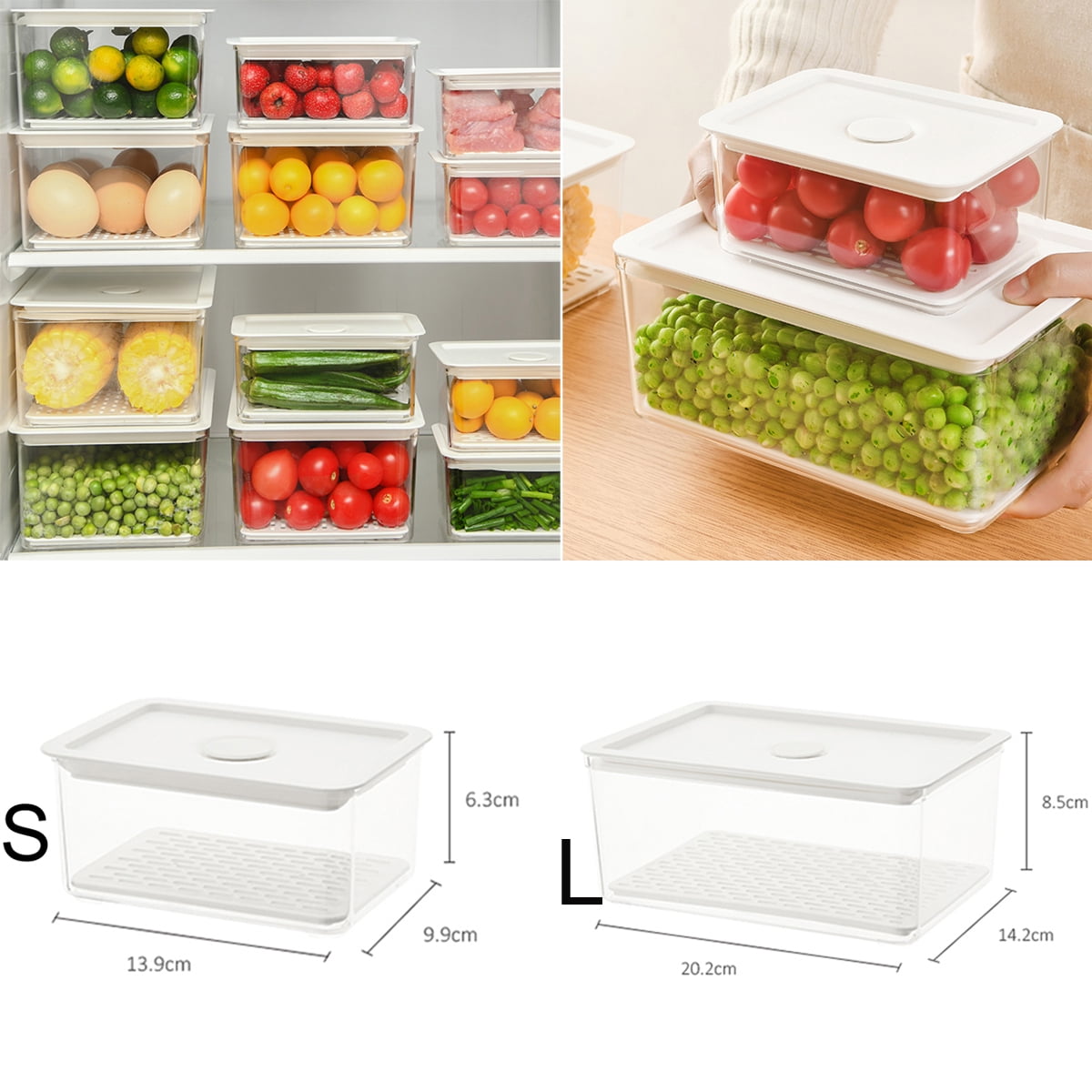 Walbest Plastic Refrigerator Food Preservation Storage Box Container ...