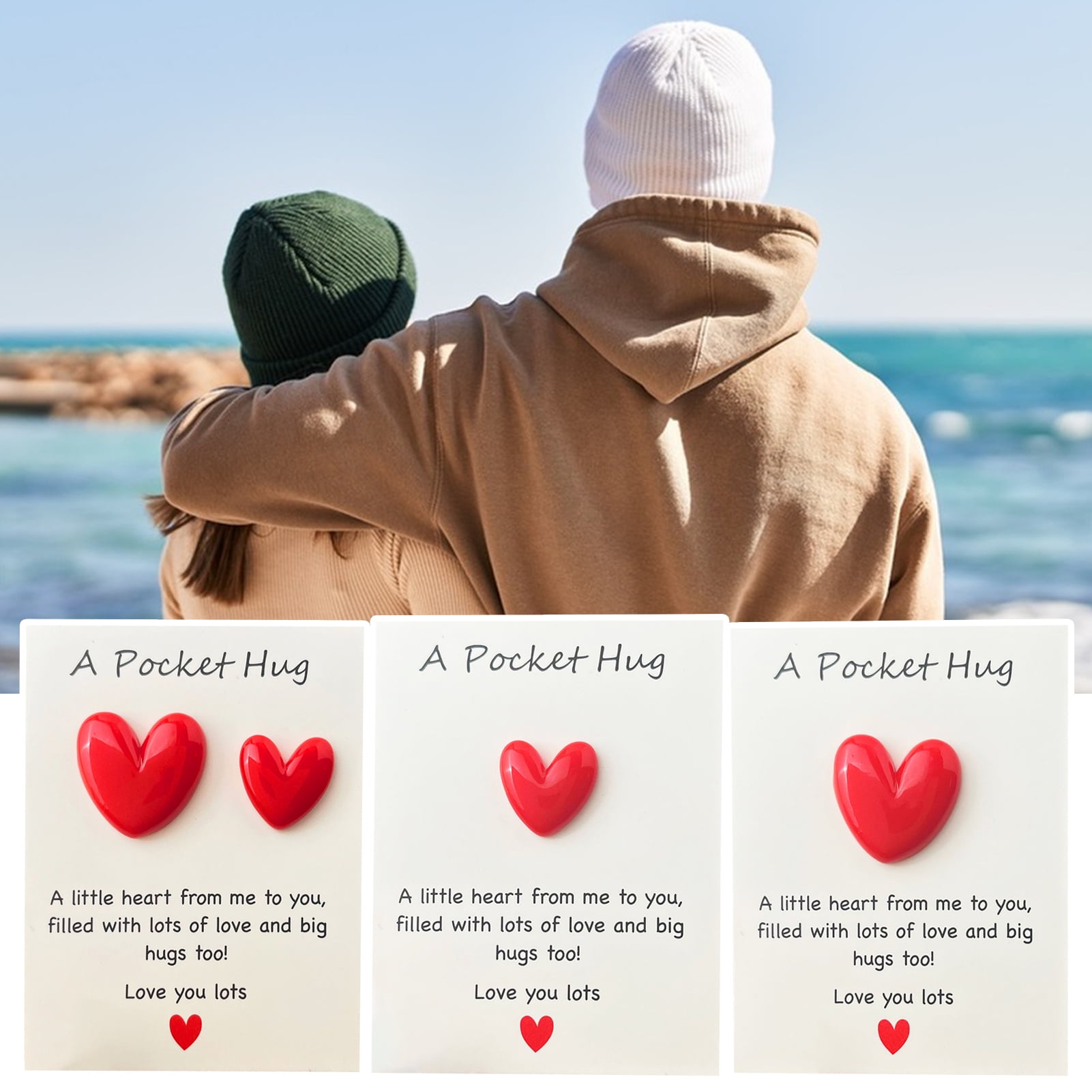 Walbest Pocket Hug Heart with Greeting Cards Long Distance Relationship ...