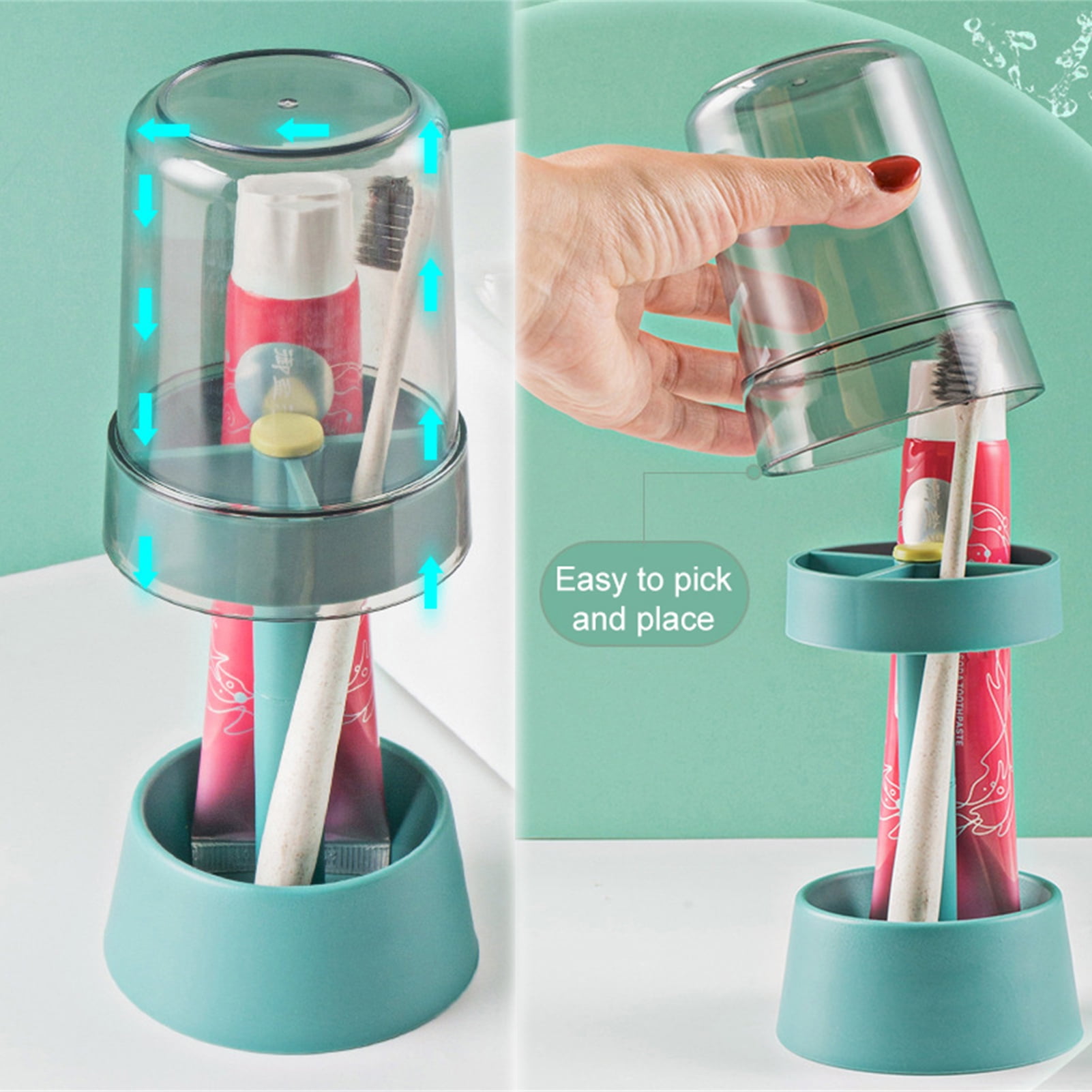 Walbest Portable Travel Toothbrush Holder with Detachable Cup, Compact ...