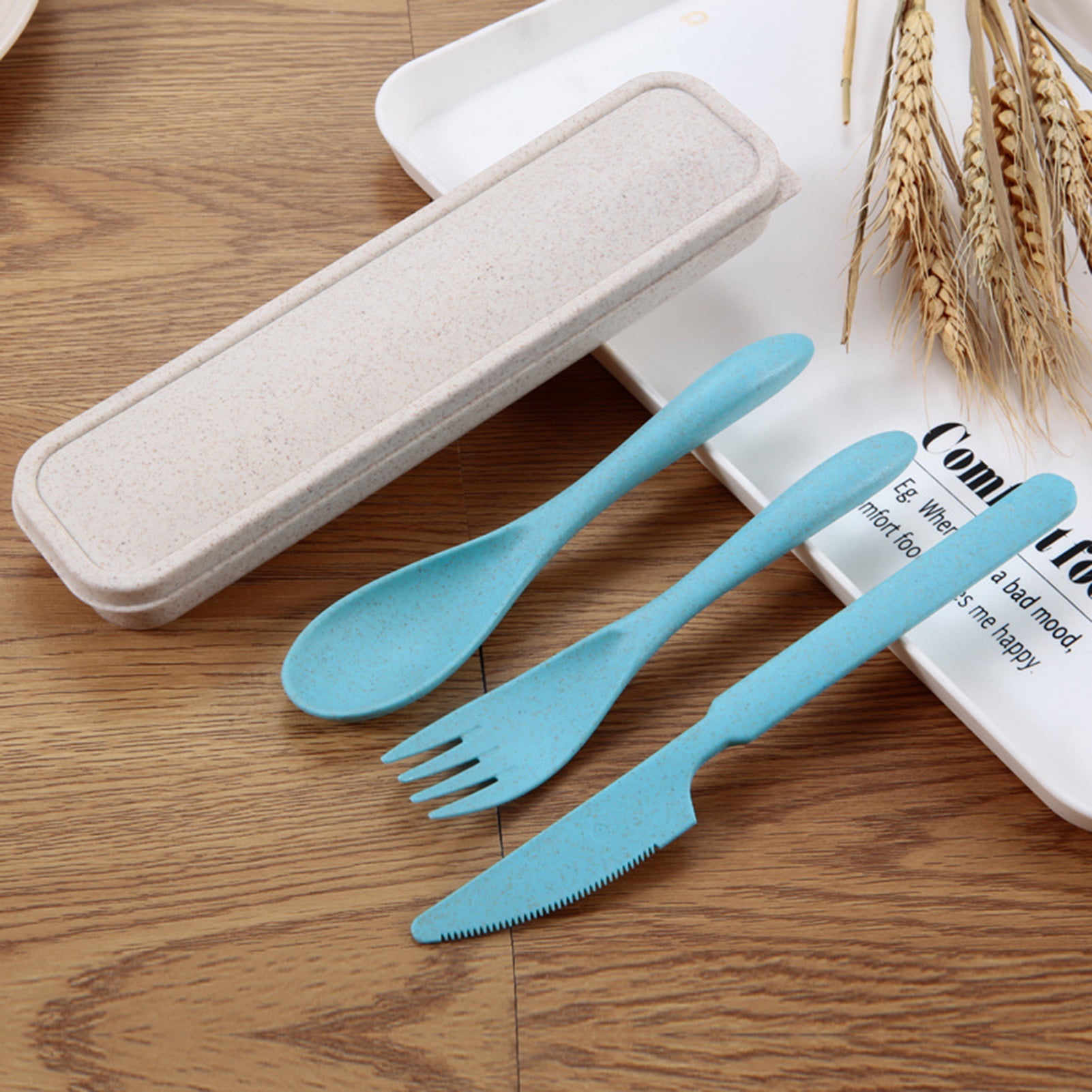 Walbest Portable 3Pcs/set Plastic Spoons with Storage Case, Smooth Edge ...
