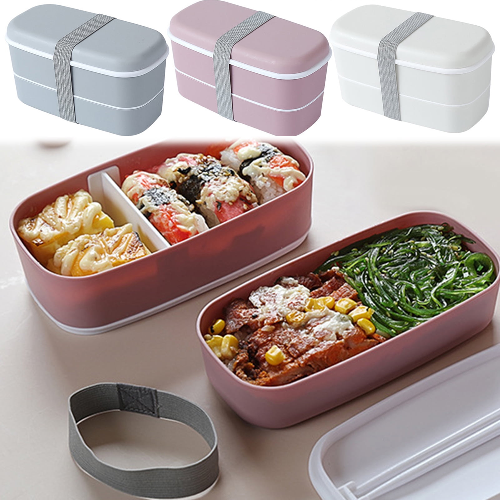 Walbest Premium Plastic Heat Resistant Leak-Proof Bento Box with 1 Pair ...