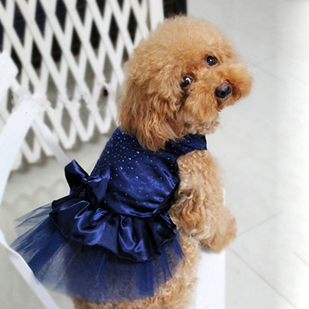 Walbest Puppy Princess Sequined Bow Dog Tutu Dress Dog Pleated Shirt ...