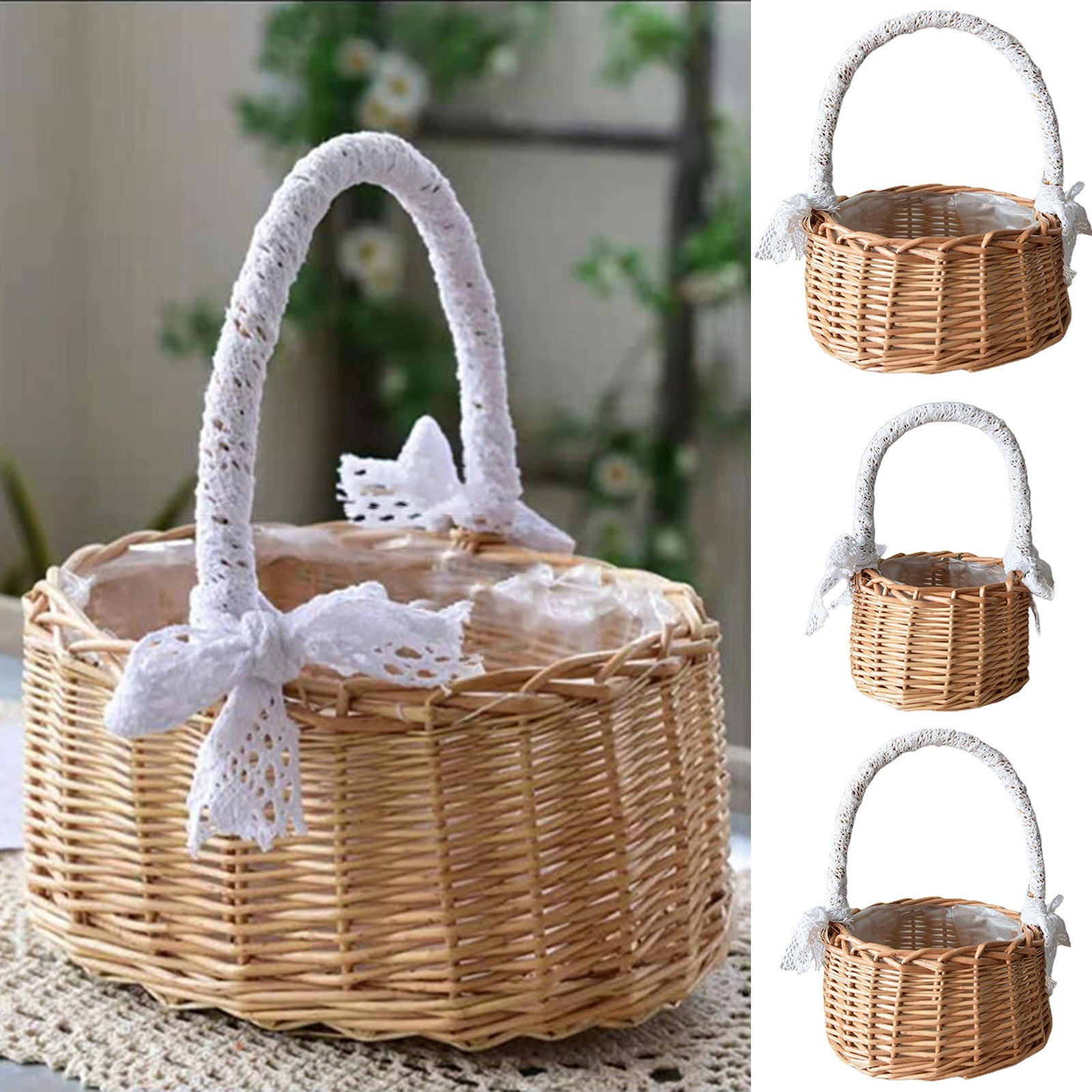 Walbest Rattan Handicraft Small Flower Basket, Rattan Handwoven Basket ...