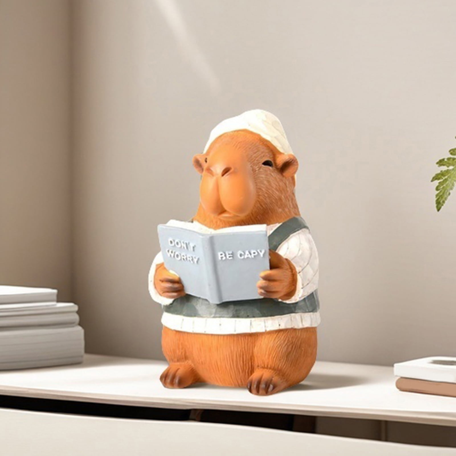 Walbest Reading Capybara Figurine Resin Capybara Ornament Desk Decor ...