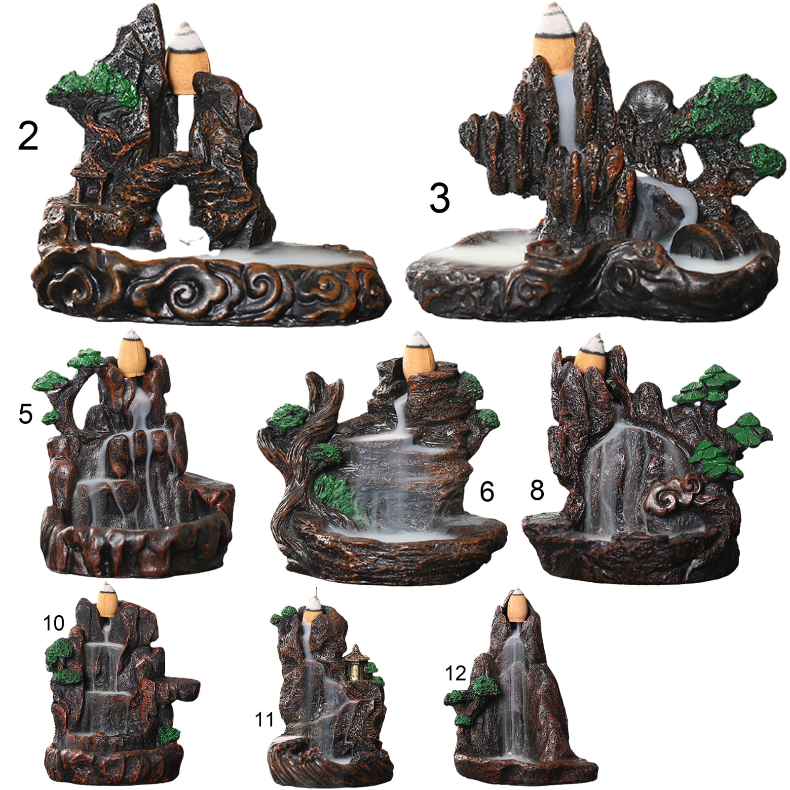 Walbest Resin Mountain Waterfall Incense Burner, Resin River Tower ...