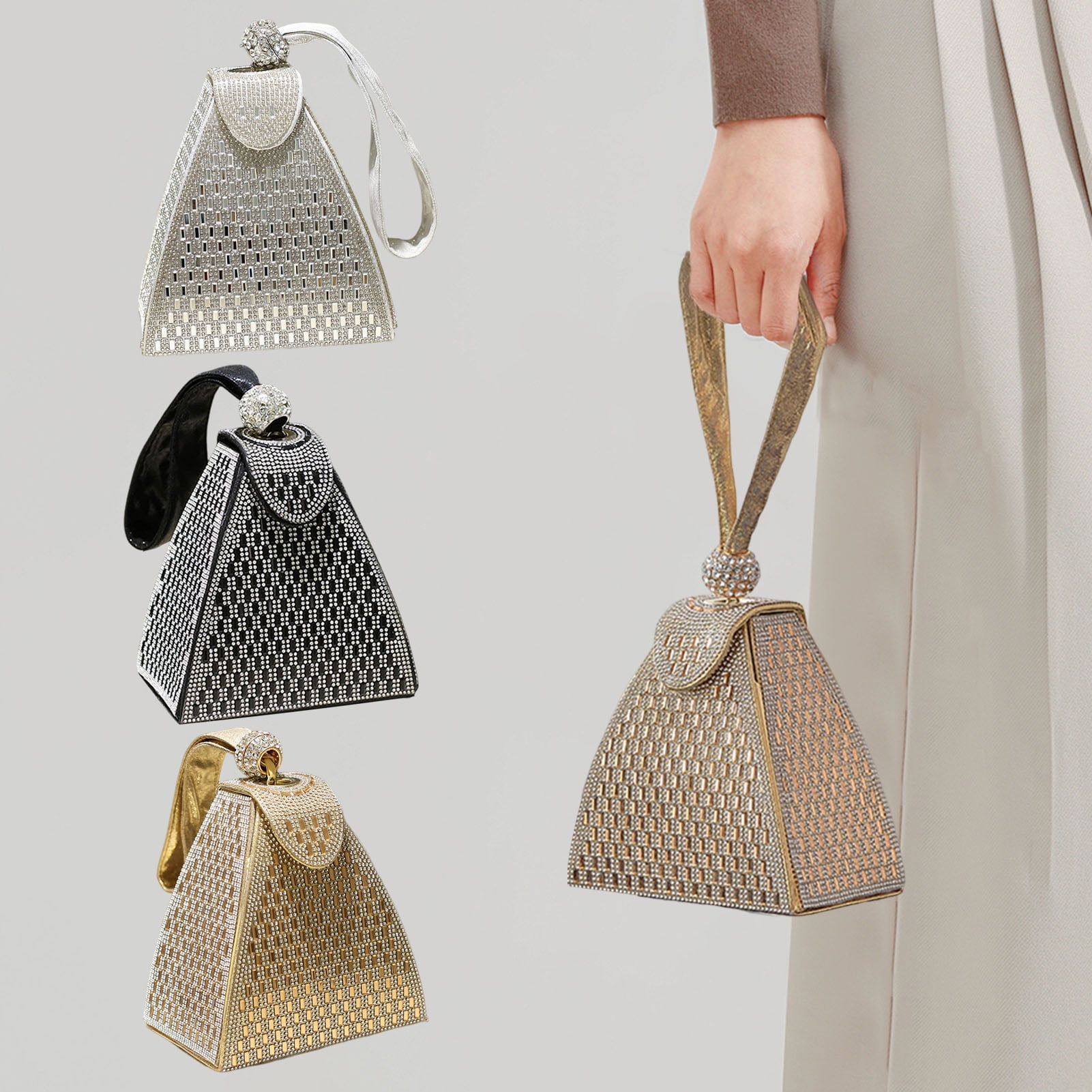 Walbest Rhinestone Bag Triangle Shape Bling Wallet Organizer Celebrity ...