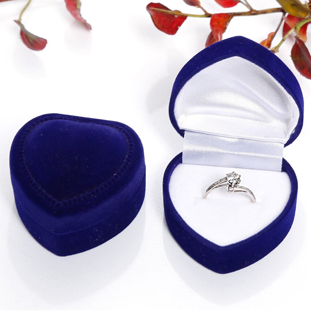 Walbest Romantic Heart Shape Finger Ring Box, Ear Stud Jewelry Display ...