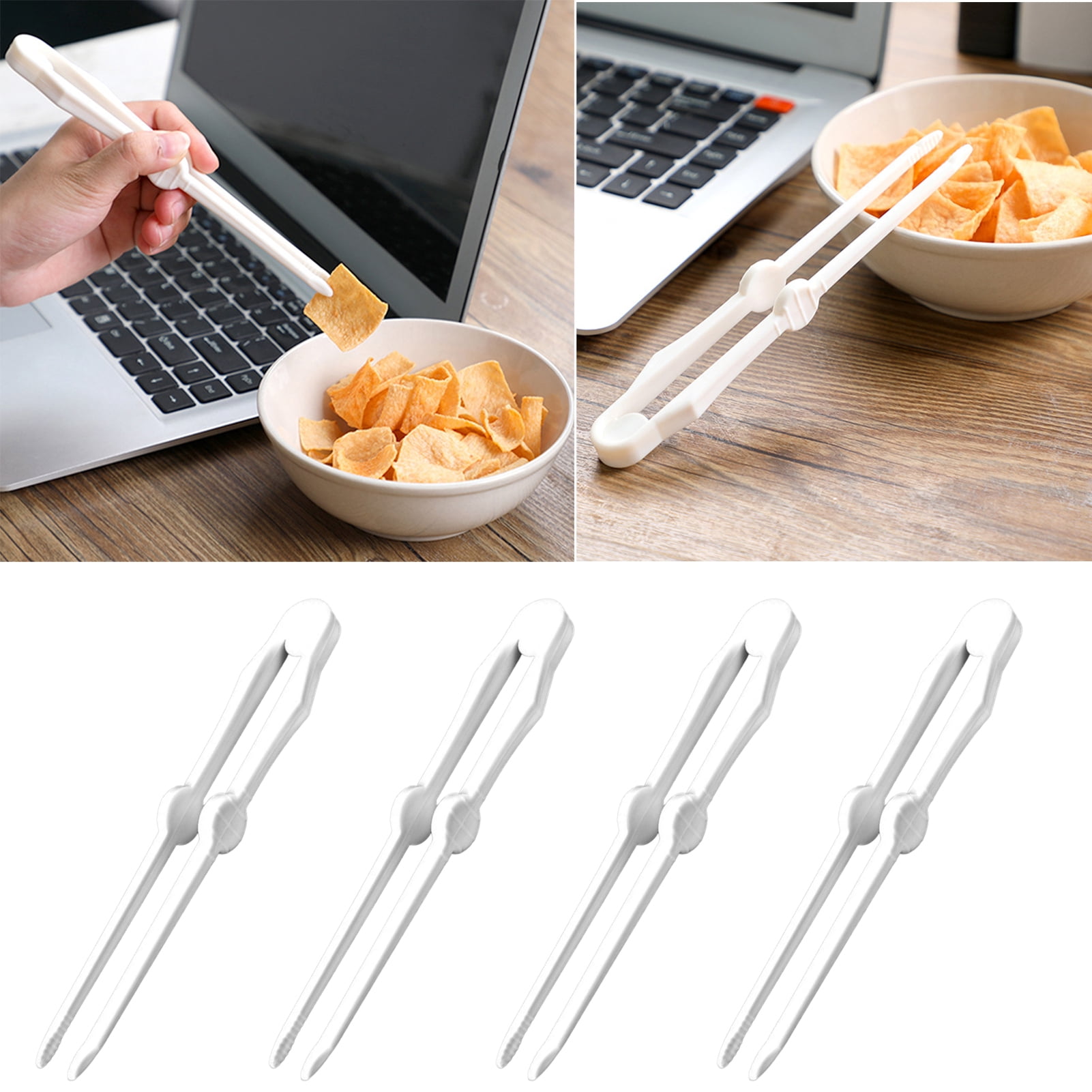 Walbest Set of 4 Chip Tongs for Salad Food Snack Clip, Not Dirty Hands ...