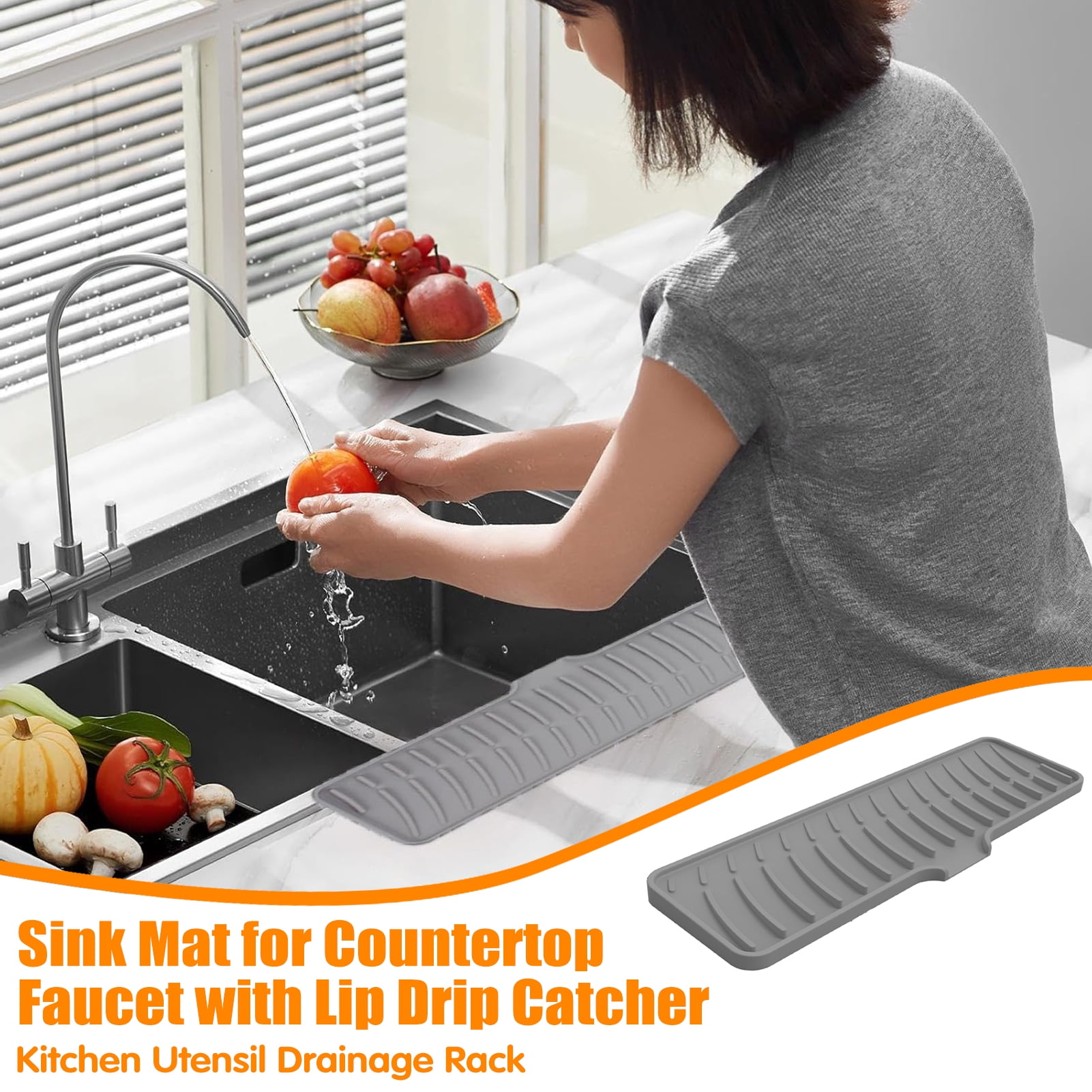 Walbest Silicone Drain Pad for Kitchen Countertop Sink Splash Guard ...