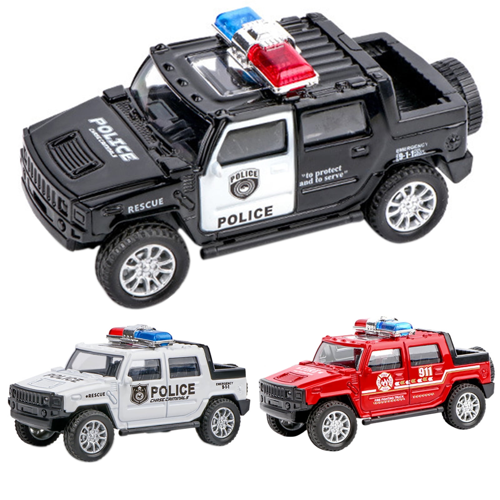Walbest Simulation Police Car Toy Pull Back Vehicle for Boys Toddlers ...