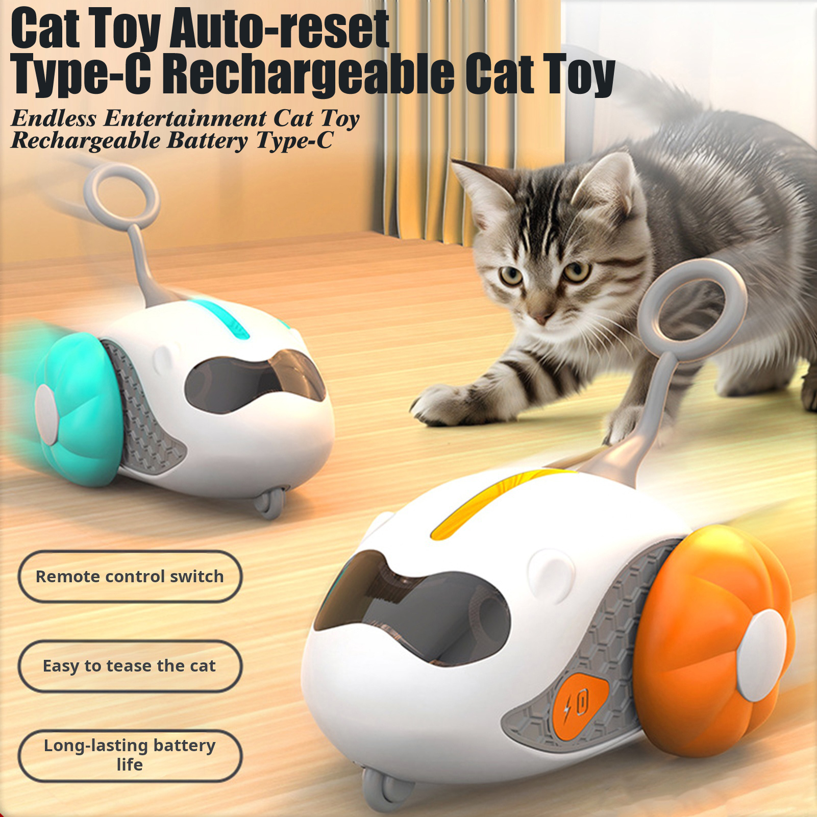 Walbest Smart Electric Cat Toy Auto-Reset Interactive Chasing Car Toy ...