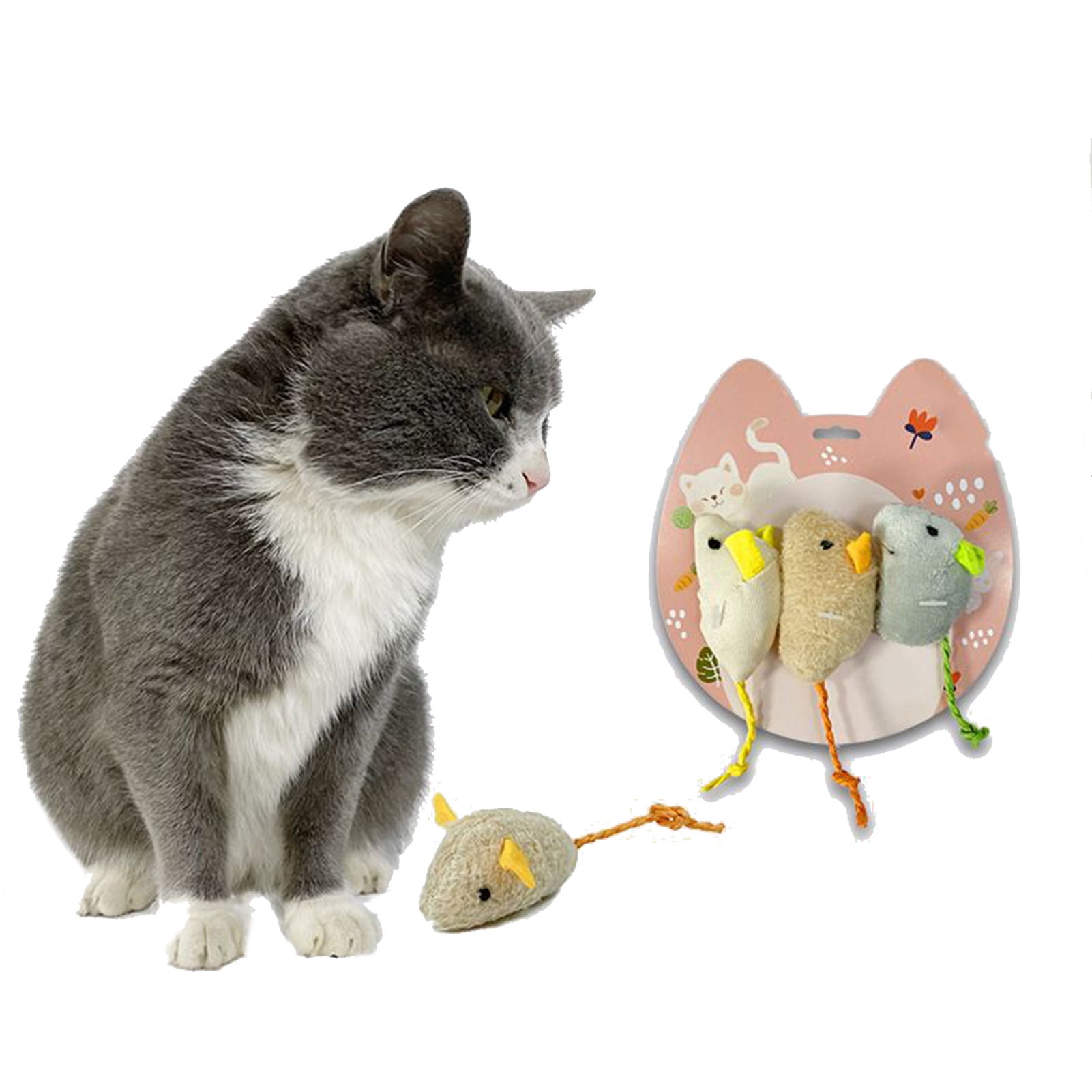Walbest Soft Plush Catnip Cat Toys, Mice Toys with String Tails, Filled ...