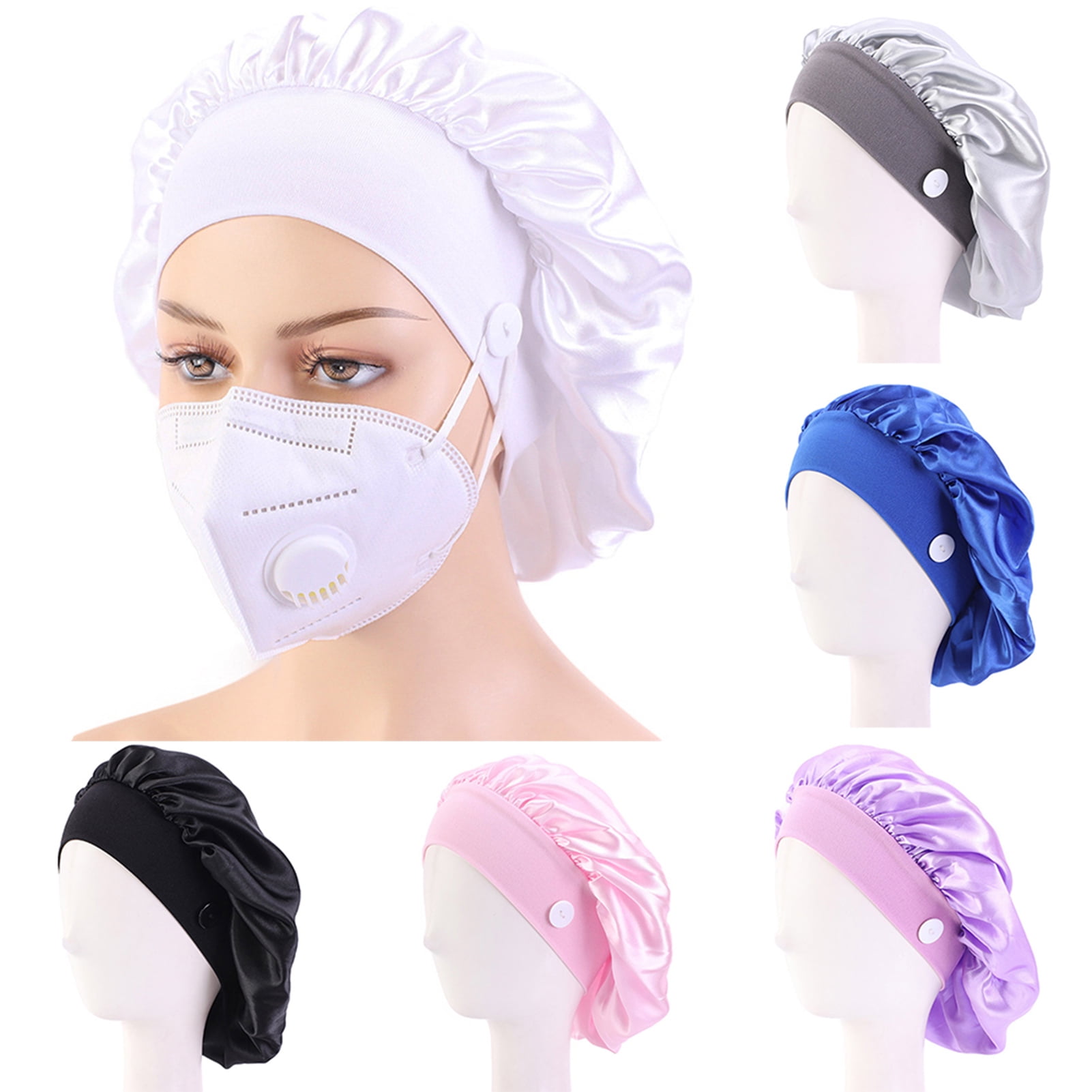 Walbest Solid Color Dust-proof Elastic Band Working Cap with Buttons ...